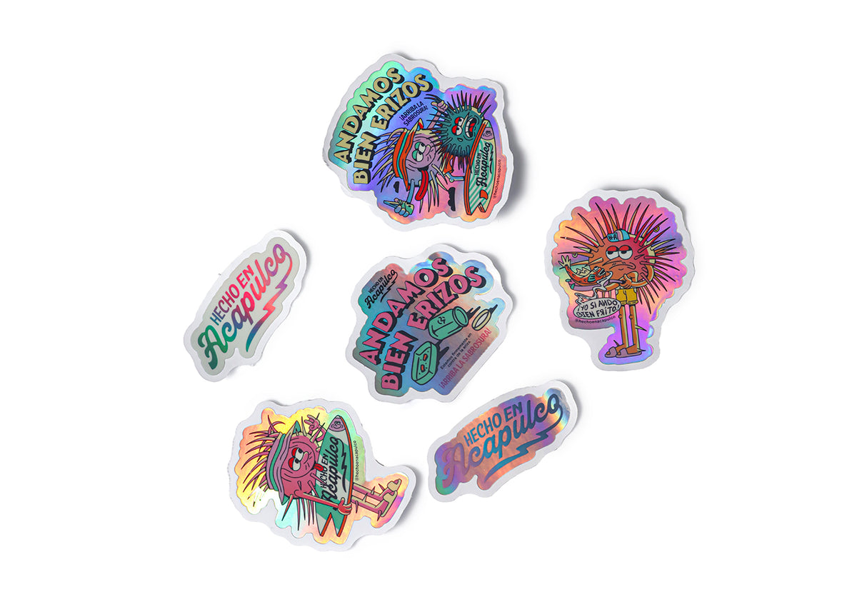 Sticker Pack Andamos Bien Erizos – Hecho en Acapulco